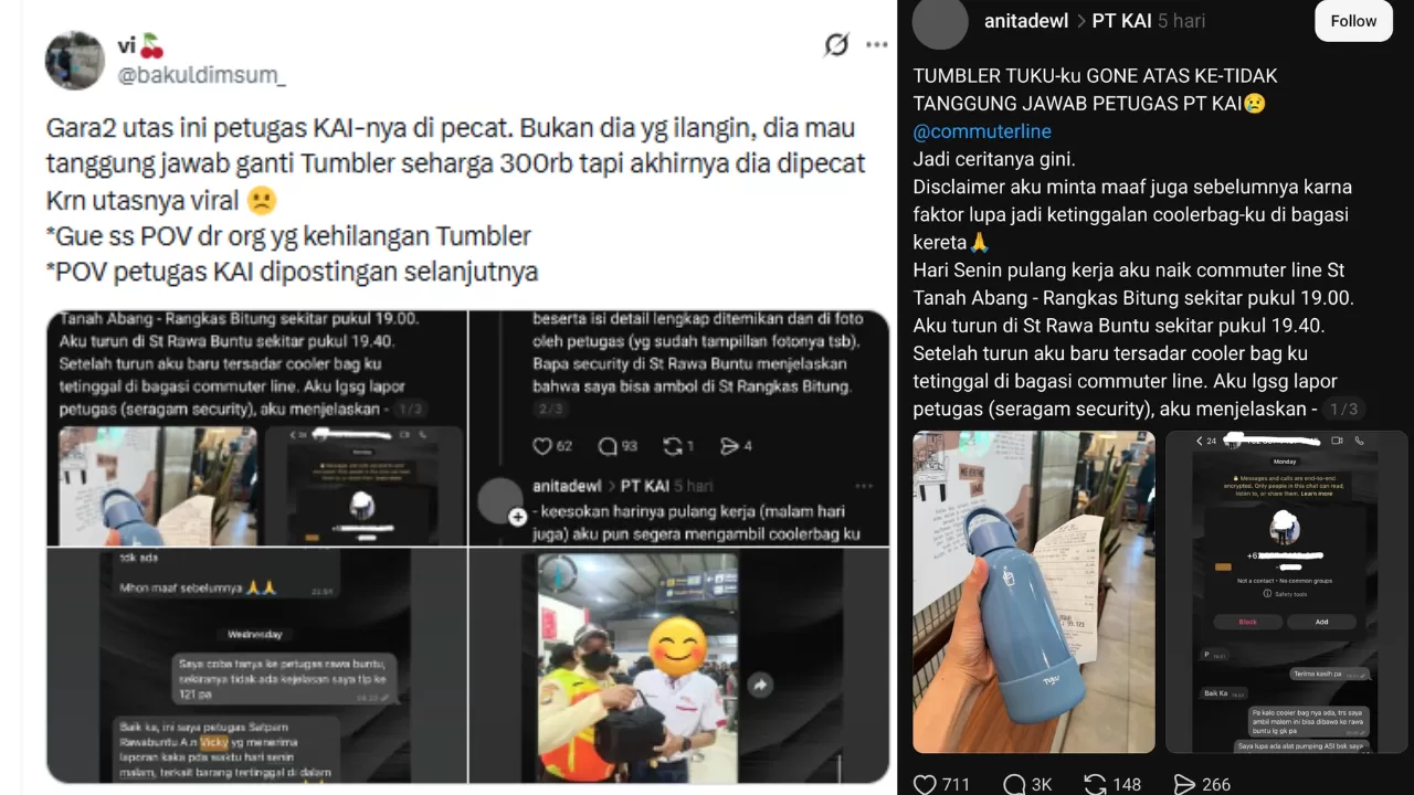 Drama Tumbler Tuku: Unggahan Viral di Threads Bikin Petugas KAI Kehilangan Pekerjaan